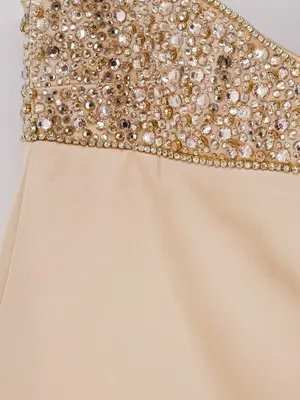 Retrofete Embellished Mini Dress With Rhinestone Straps - Nude