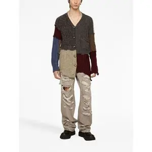 Dolce & Gabbana Patchwork Distressed Knit Cardigan