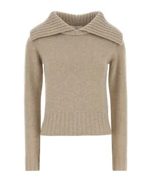 Co Ribbed Collar Knitted Sweater - Beige