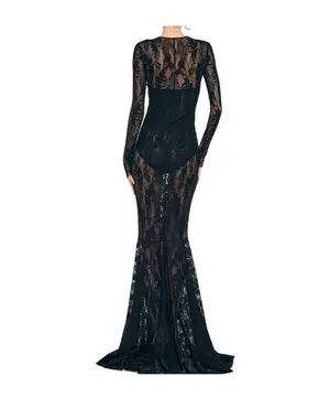 Norma Kamali Lace V-neck Maxi Dress