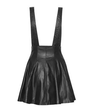 ROTATE BY BIRGER CHRISTENSEN Leather Suspender Flared Skirt
