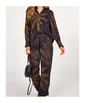 Farm Rio Lapel Long Sleeve Shirt With Graphic Print
