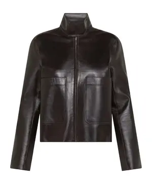 Seventy Short Leather Jacket - Black