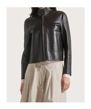 Seventy Short Leather Jacket - Black