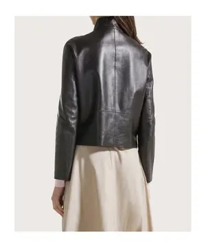 Seventy Short Leather Jacket - Black