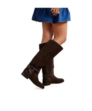 JIMMY CHOO Leather Trimmed Knee-high Suede Boots - Black