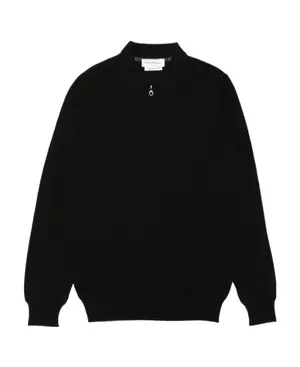 FERRAGAMO Ribbed Quarter Zip Sweater - Black