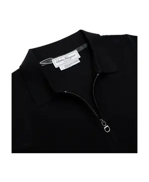 FERRAGAMO Ribbed Quarter Zip Sweater - Black
