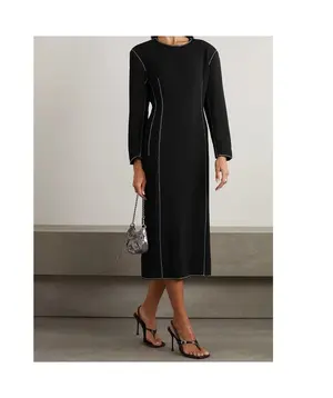 Dries Van Noten Embellished Long Sleeve Midi Dress