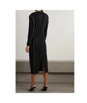 Dries Van Noten Embellished Long Sleeve Midi Dress