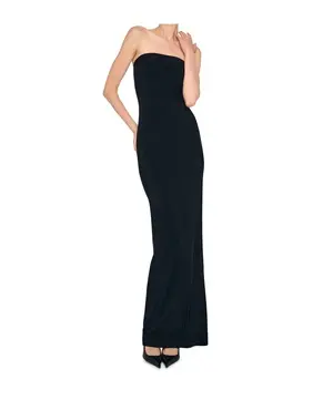 Norma Kamali Strapless Maxi Dress With Back Slit - Black