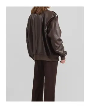 THE FRANKIE SHOP Viper Oversized Leather Jacket - Brown