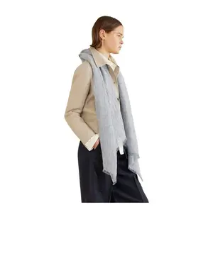 Brunello Cucinelli Fringed Linen Scarf - Gray