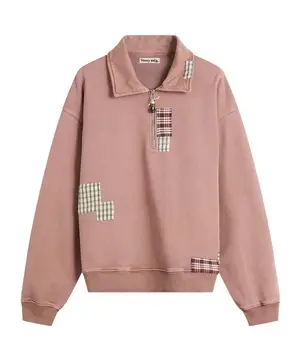 STORY MFG. Patchwork Half-zip Sweatshirt - Sand