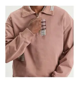 STORY MFG. Patchwork Half-zip Sweatshirt - Sand