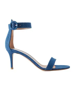 GIANVITO ROSSI Portofino 70 Denim Ankle Strap Sandals - Blue