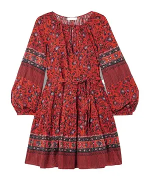 Ulla Johnson Printed Tiered Midi Dress With Belt