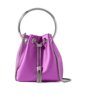 JIMMY CHOO Satin Bucket Bag - Purple
