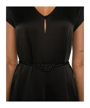 FORTE_FORTE V-neck Short-sleeve Maxi Dress With Tie Belt