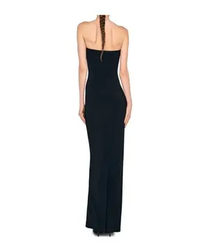 Norma Kamali Strapless Bustier Maxi Dress With Back Slit