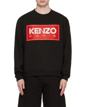 Kenzo Logo Patch Crewneck Sweatshirt - Black