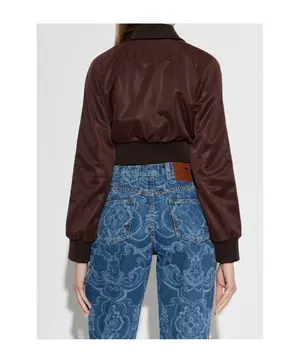 Etro Cropped Embroidered Track Jacket - Brown