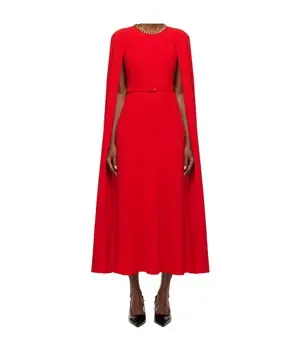 Roland Mouret Light Cady Belted Cape Dress