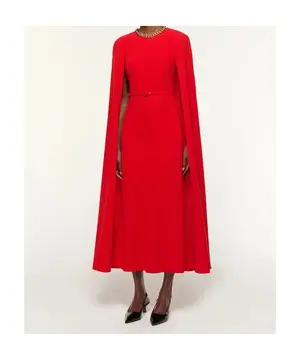 Roland Mouret Light Cady Belted Cape Dress