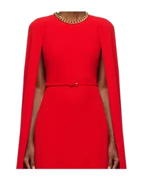 Roland Mouret Light Cady Belted Cape Dress