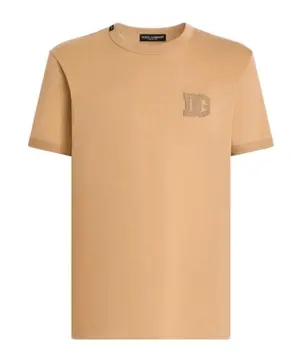 Dolce & Gabbana Dolce Gabbana Embroidered Logo T-shirt - Beige