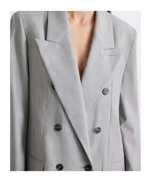Marella Double-breasted Wool And Silk Grisaille Blazer