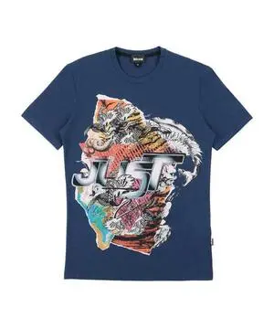 Just Cavalli Round Collar Logo T-shirt - Blue