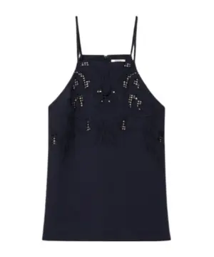 TWINSET Embroidered Halter Neck Top With Lace Details