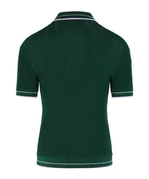 Casablanca Logo Patch Crochet Polo Shirt - Green