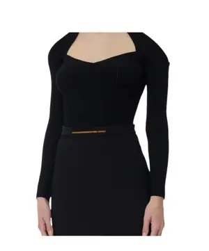 Elisabetta Franchi Off-the-shoulder Knitted Top With Gold Jewel Embellishments - Black