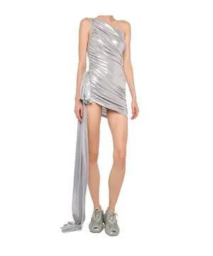 Norma Kamali Diana One-shoulder Draped Dress - Silver