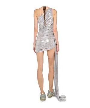 Norma Kamali Diana One-shoulder Draped Dress - Silver
