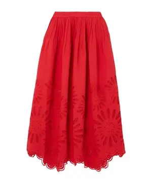 Ulla Johnson Embroidered Midi Skirt