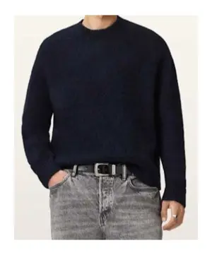 ALLSAINTS Coby Oversized Wool Blend Sweater - Dark Blue