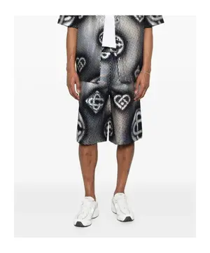Casablanca Pearlescent Monogram Denim Shorts - Black