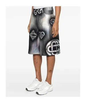 Casablanca Pearlescent Monogram Denim Shorts - Black