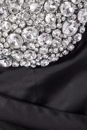 AREA Crystal-embellished Draped Satin Bustier Top