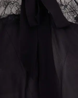 Patrizia Pepe Sheer Lace Panel Long Sleeve Blouse - Black