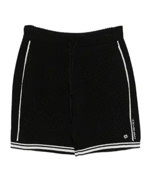 Casablanca Logo Embroidered Mesh Bermuda Shorts - Black