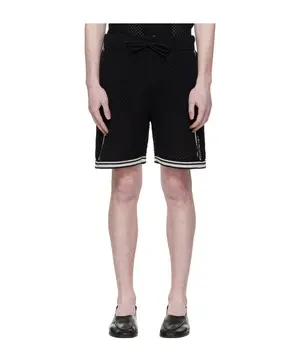 Casablanca Logo Embroidered Mesh Bermuda Shorts - Black