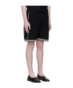 Casablanca Logo Embroidered Mesh Bermuda Shorts - Black