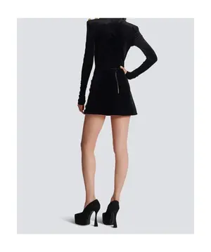 Balmain Velvet A-line Mini Skirt With Berry Embroidery