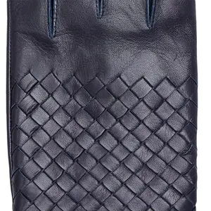 Bottega Veneta Woven Leather Gloves - Blue