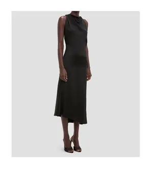 Victoria Beckham Sleeveless Draped Midi Dress - Black