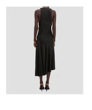 Victoria Beckham Sleeveless Draped Midi Dress - Black